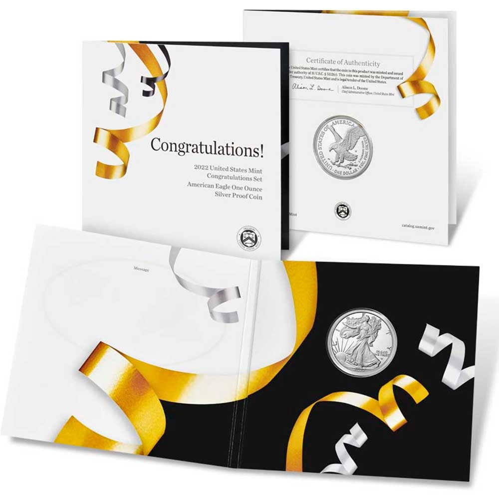2022-W Proof $1 American Silver Eagle Congratulations Set Box, OGP ...
