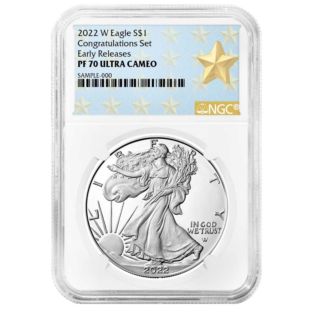 2022-W Proof $1 American Silver Eagle Congratulations Set NGC PF70UC ER West Point Star Label ...