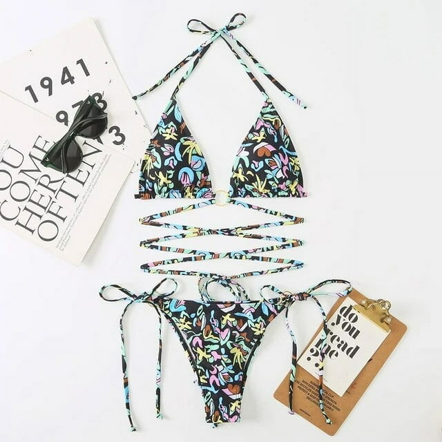 2022 Women Swimwear Sexy Bikini Hollow Out Swimsuit Thong Biquini Cross ...