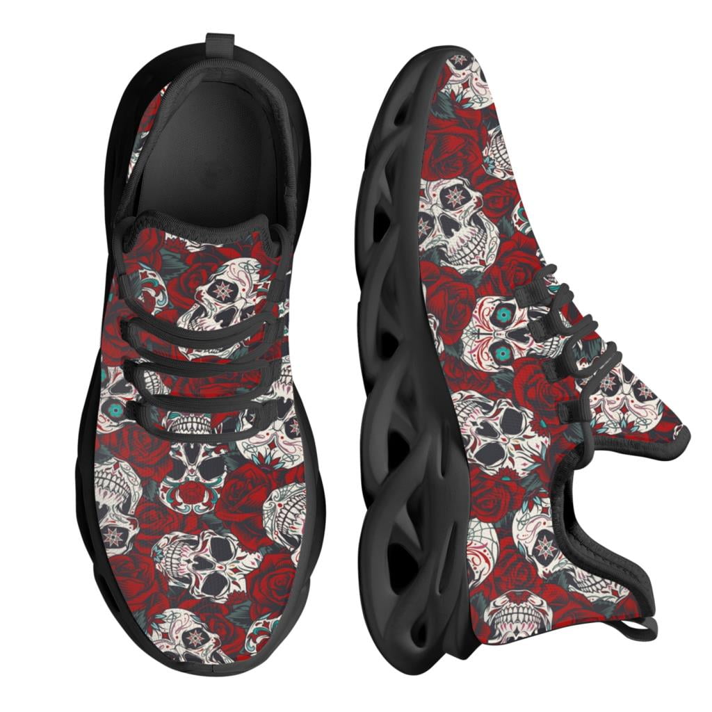 2022 Women's Chunky Sneakers Cute Rose Sugar Skull Platform Vulcanize ...