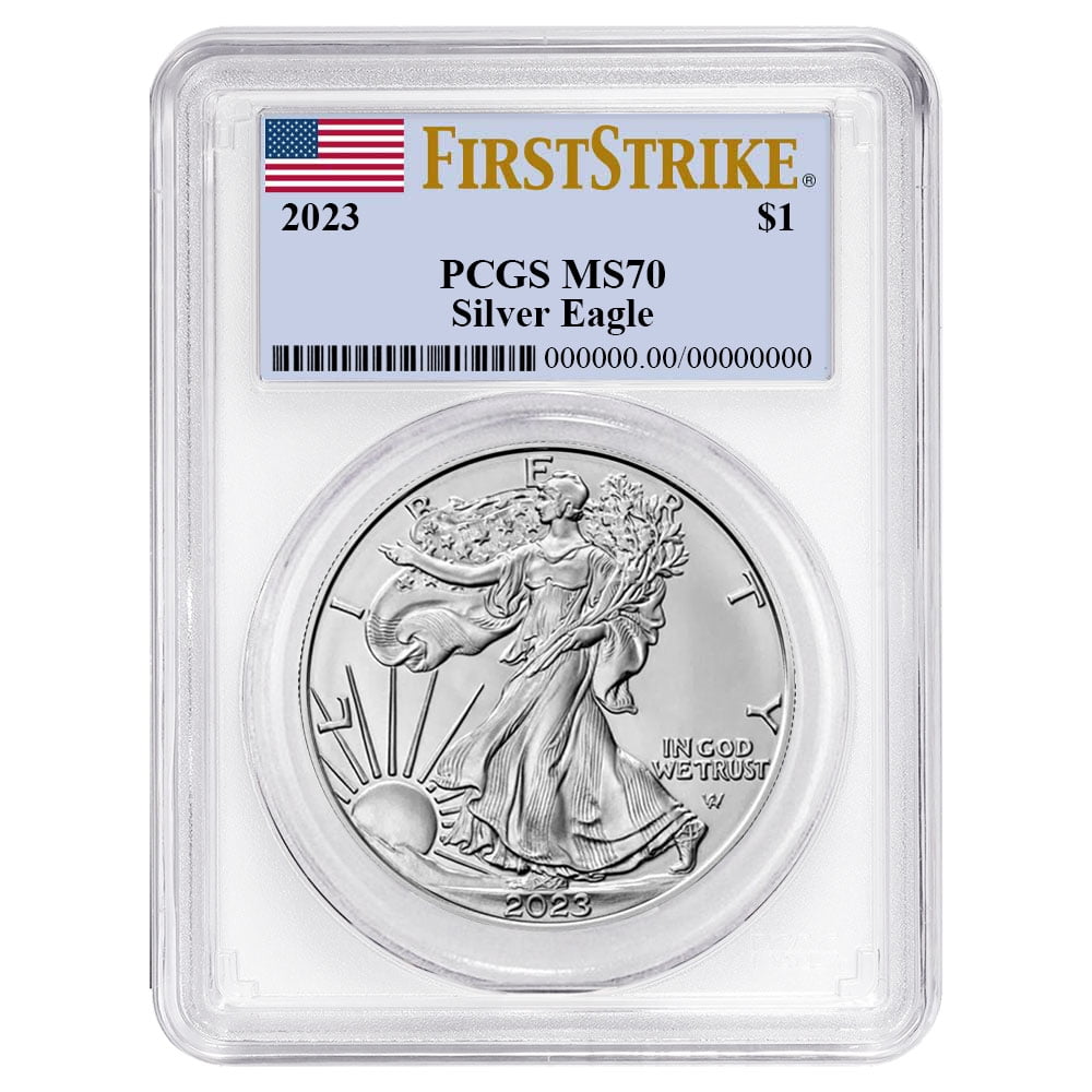 2023 $1 American Silver Eagle PCGS MS70 FS Flag Label White Frame ...