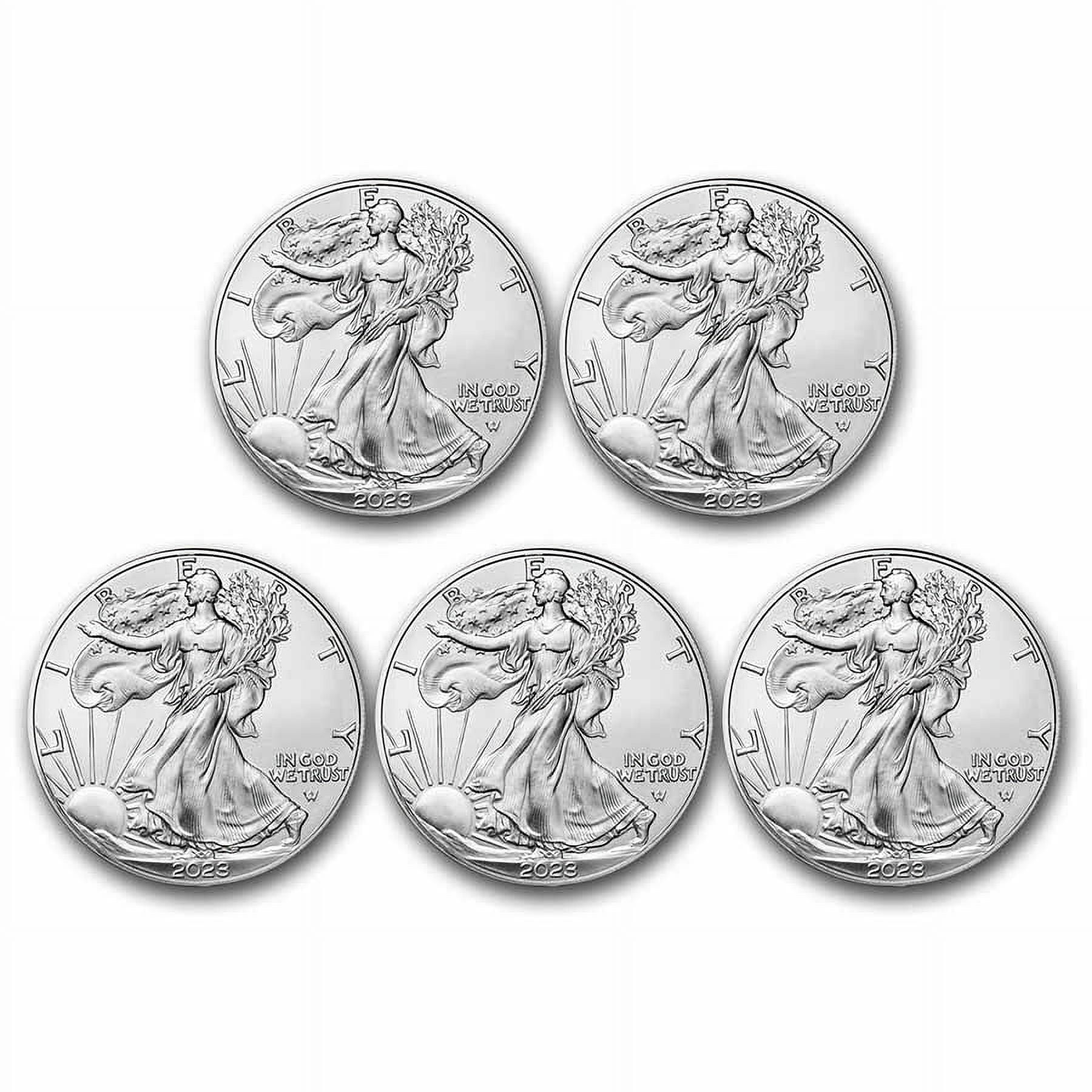 2023 U.S. 1 oz Silver American Eagle Coins BU (Lot of 5) - Walmart ...