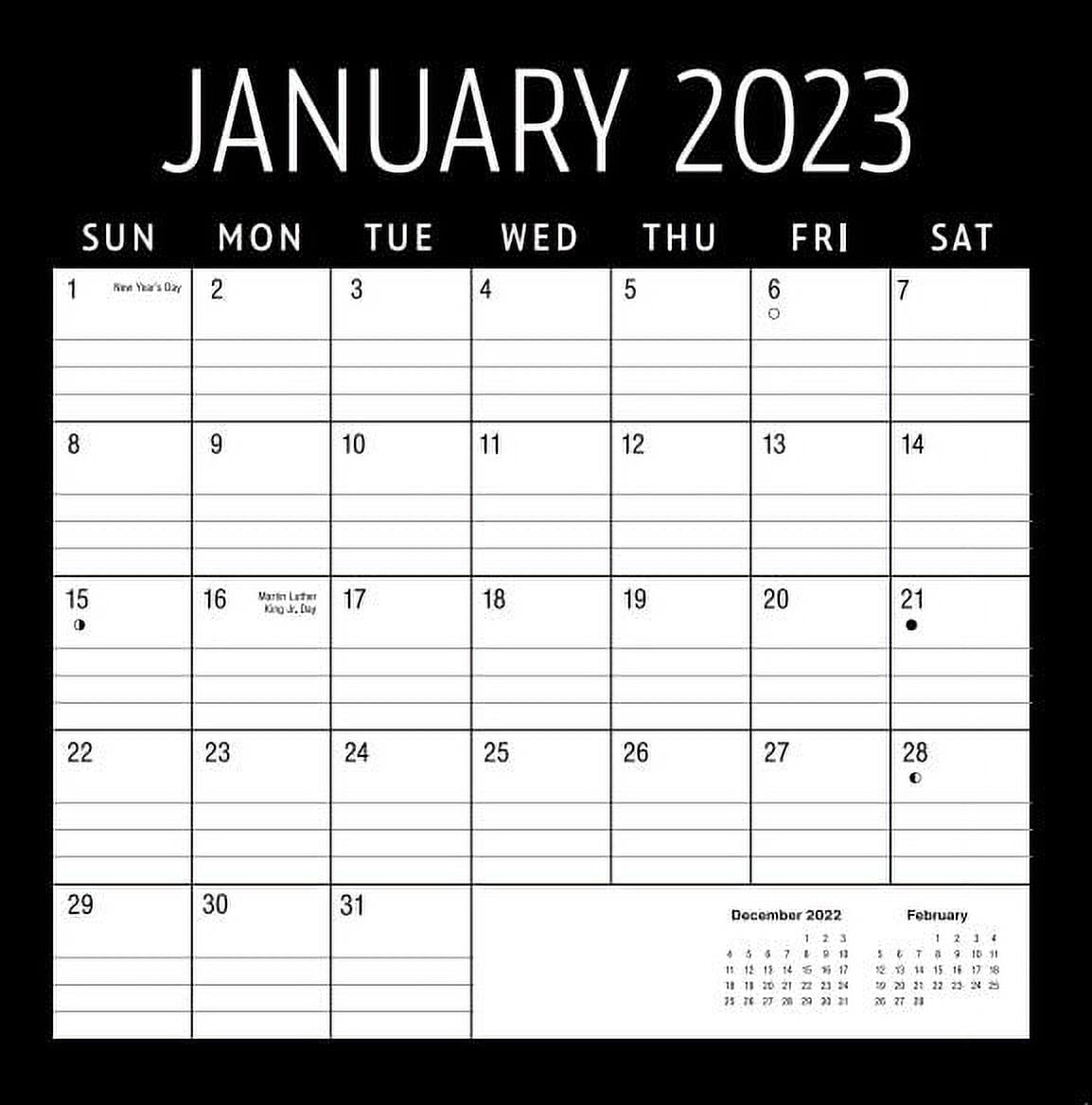2023- 12 Month Calendar-Black Border-12x12 Spiral bound- by Pen + Gear ...