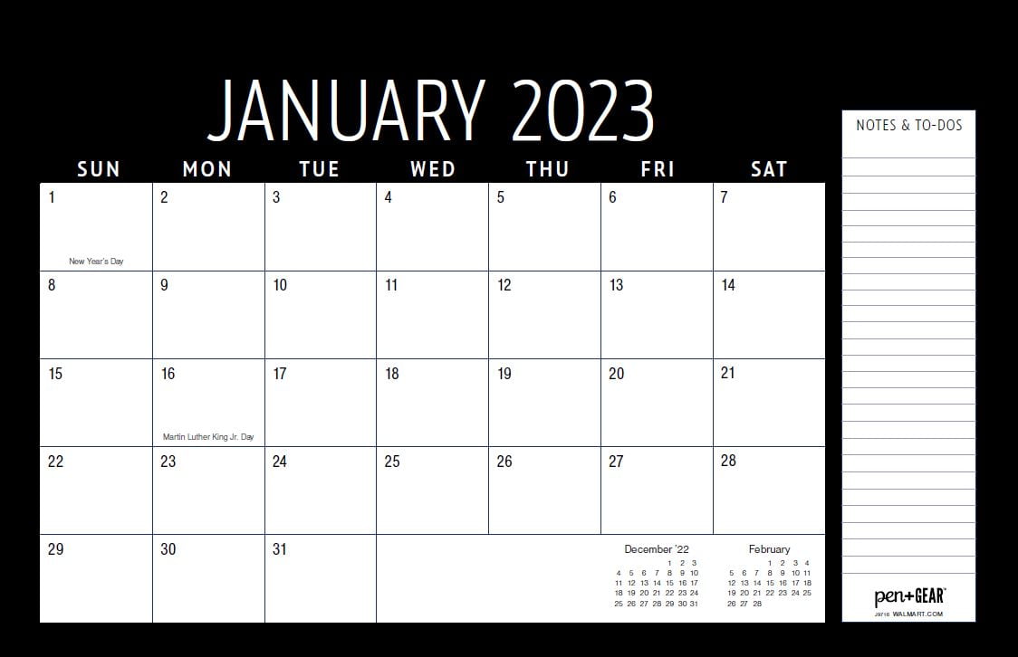 Pen+Gear Deskpad 12 Month Tear off Desk Calendar, Black, 11" x 17 ...