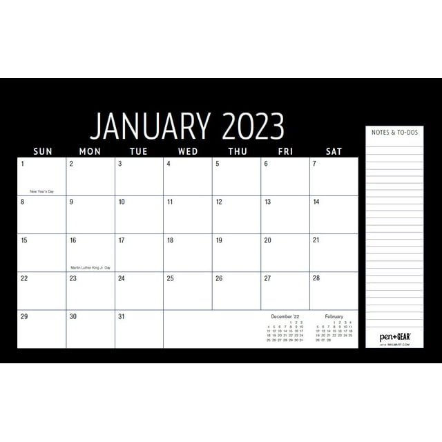 Pen+Gear Deskpad 12 Month Tear off Desk Calendar, Black, 11" x 17 ...