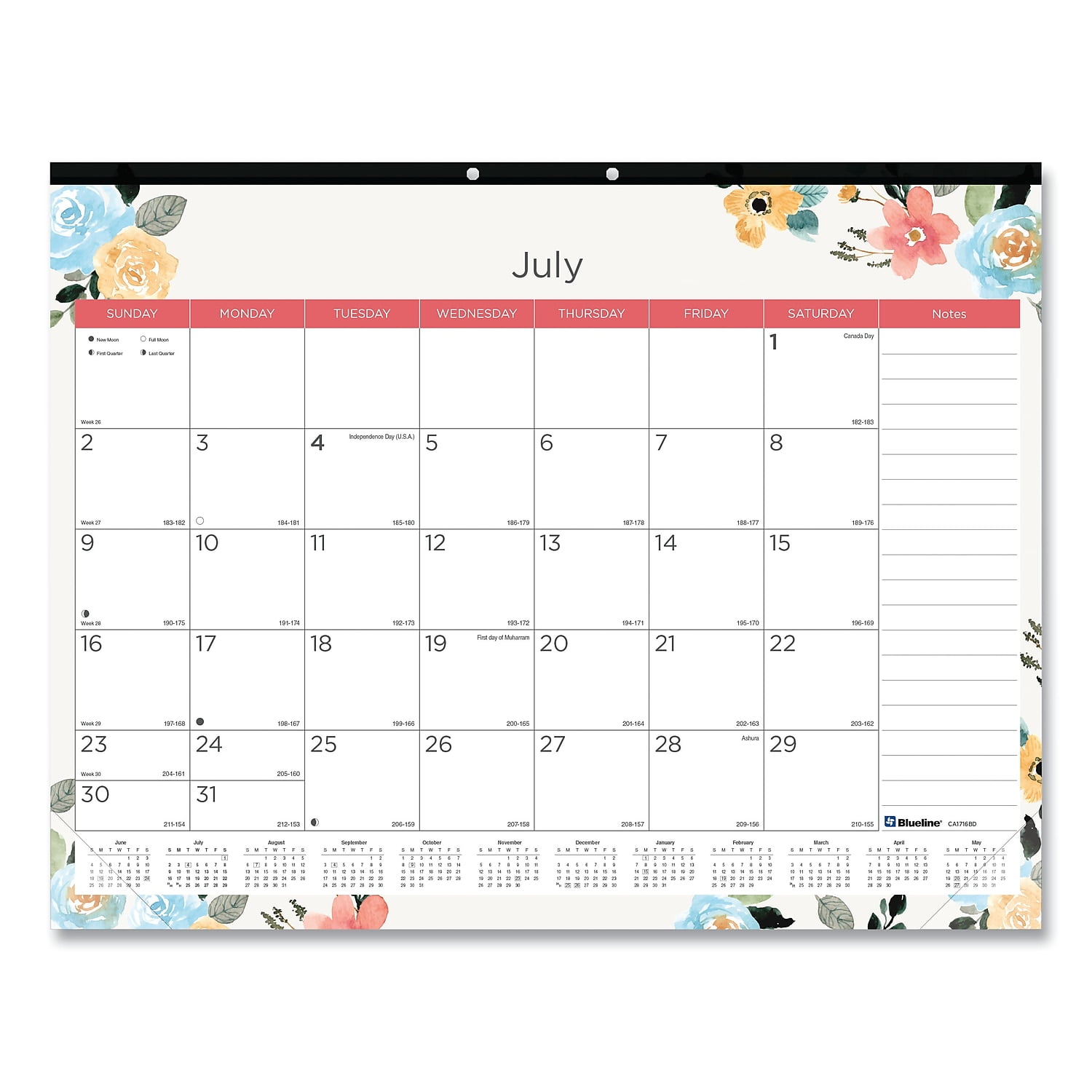2023-2024 Blueline Spring 22" x 17" Academic Monthly Desk Pad Calendar ...