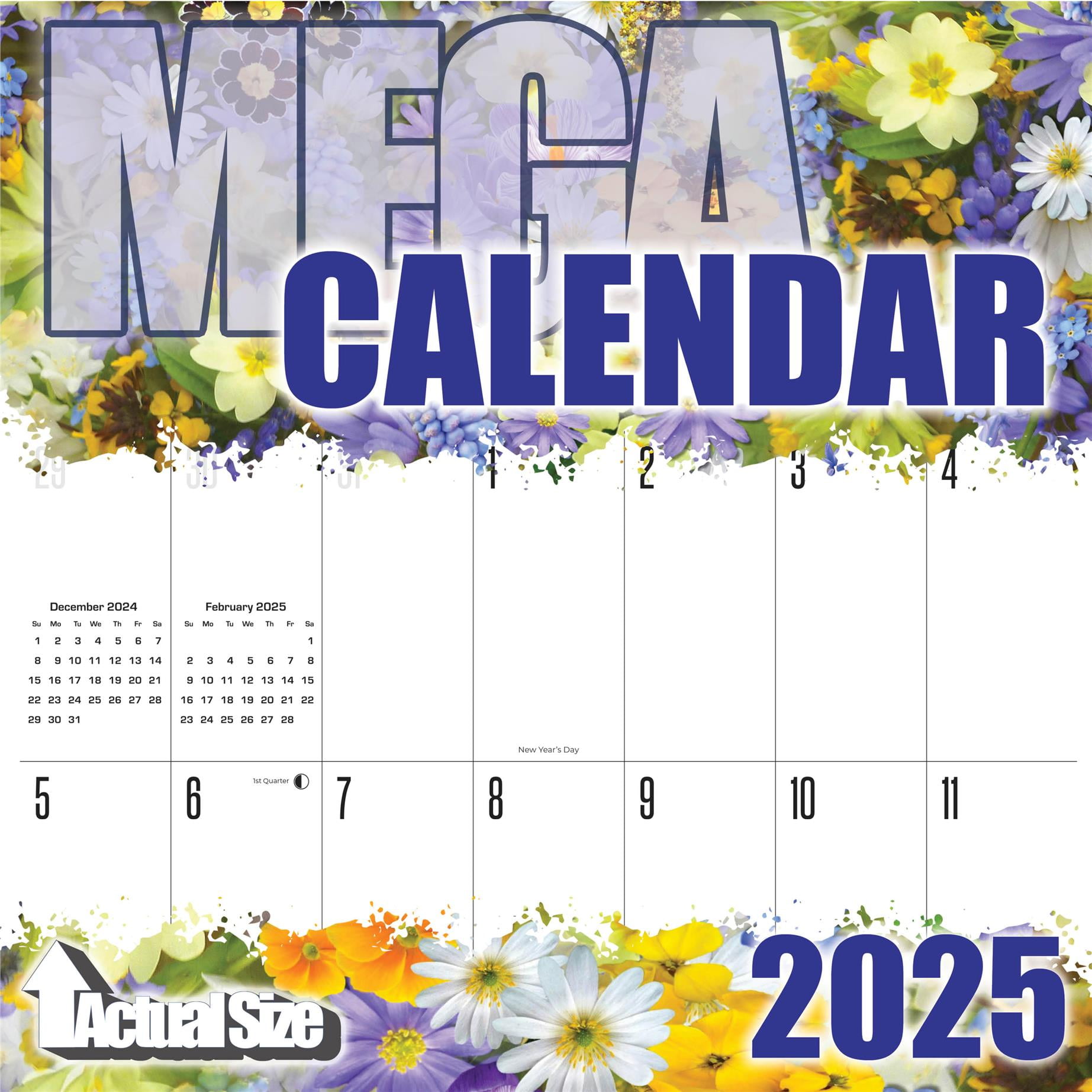 2023-2024 Large Grid Flowers Wall Calendar - Large Print, Big Grid ...