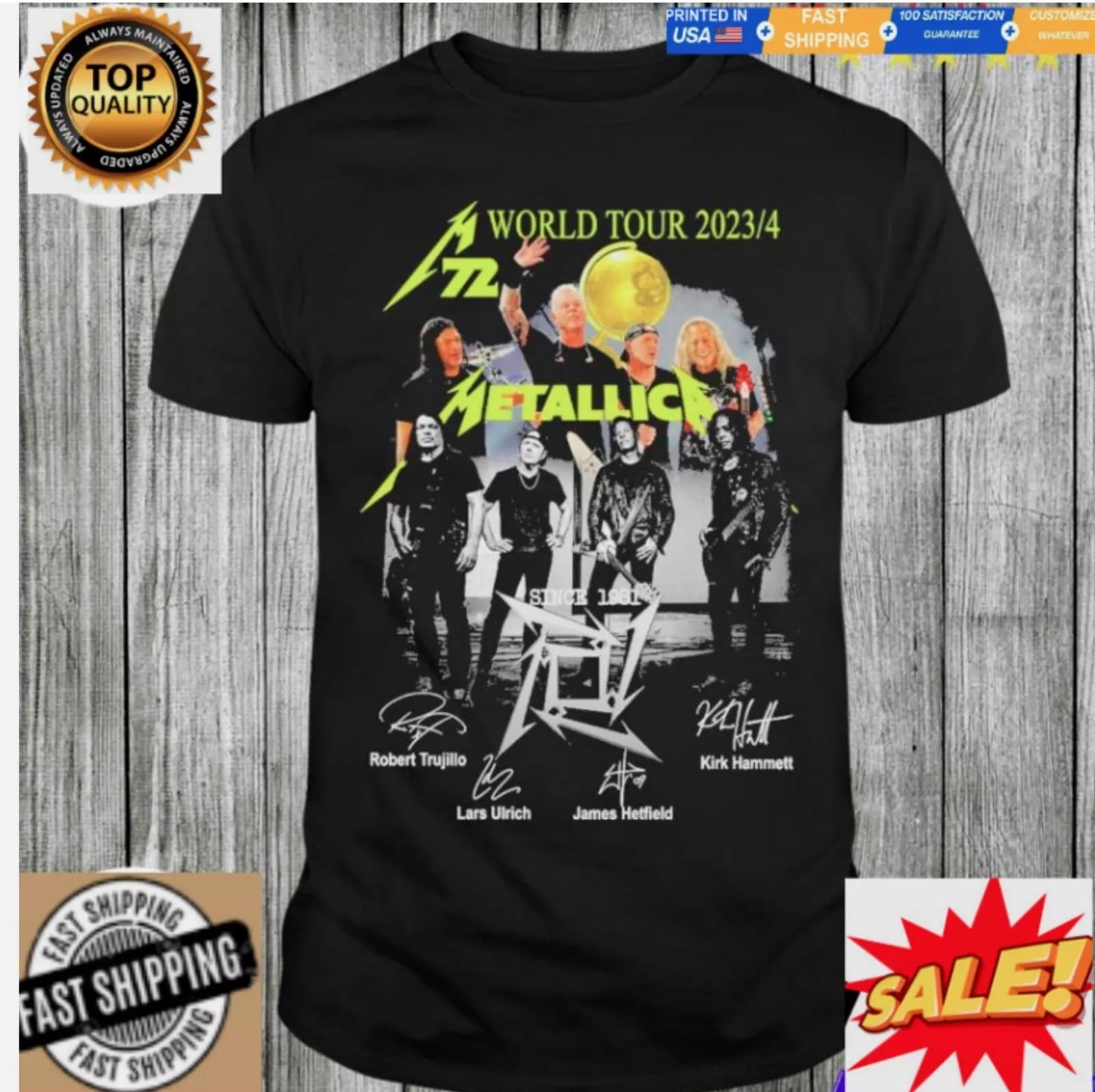 2023 2024 Tour T-shirt Metallica Band Metal M72 Music Event World - Walmart.com