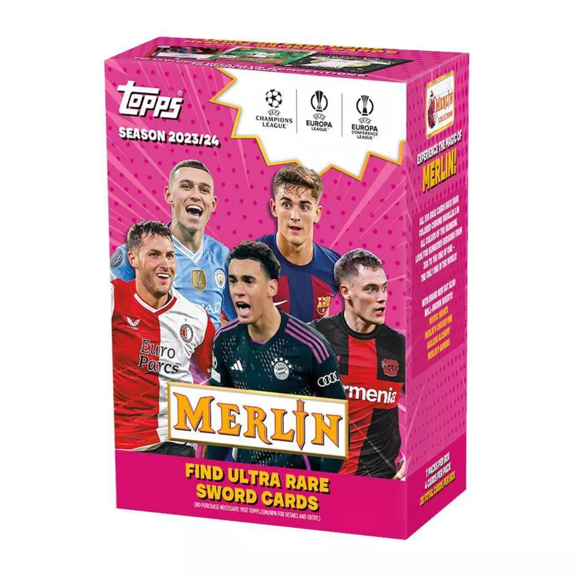 Topps 2023/24 Chrome Merlin UEFA Soccer Blaster Box, 7 Packs, Rare ...