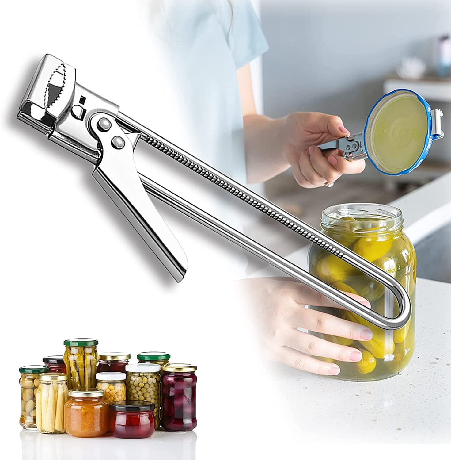 TOSEERY Adjustable Stainless Steel Lid Opener, Easy Grip Jar Opener for ...