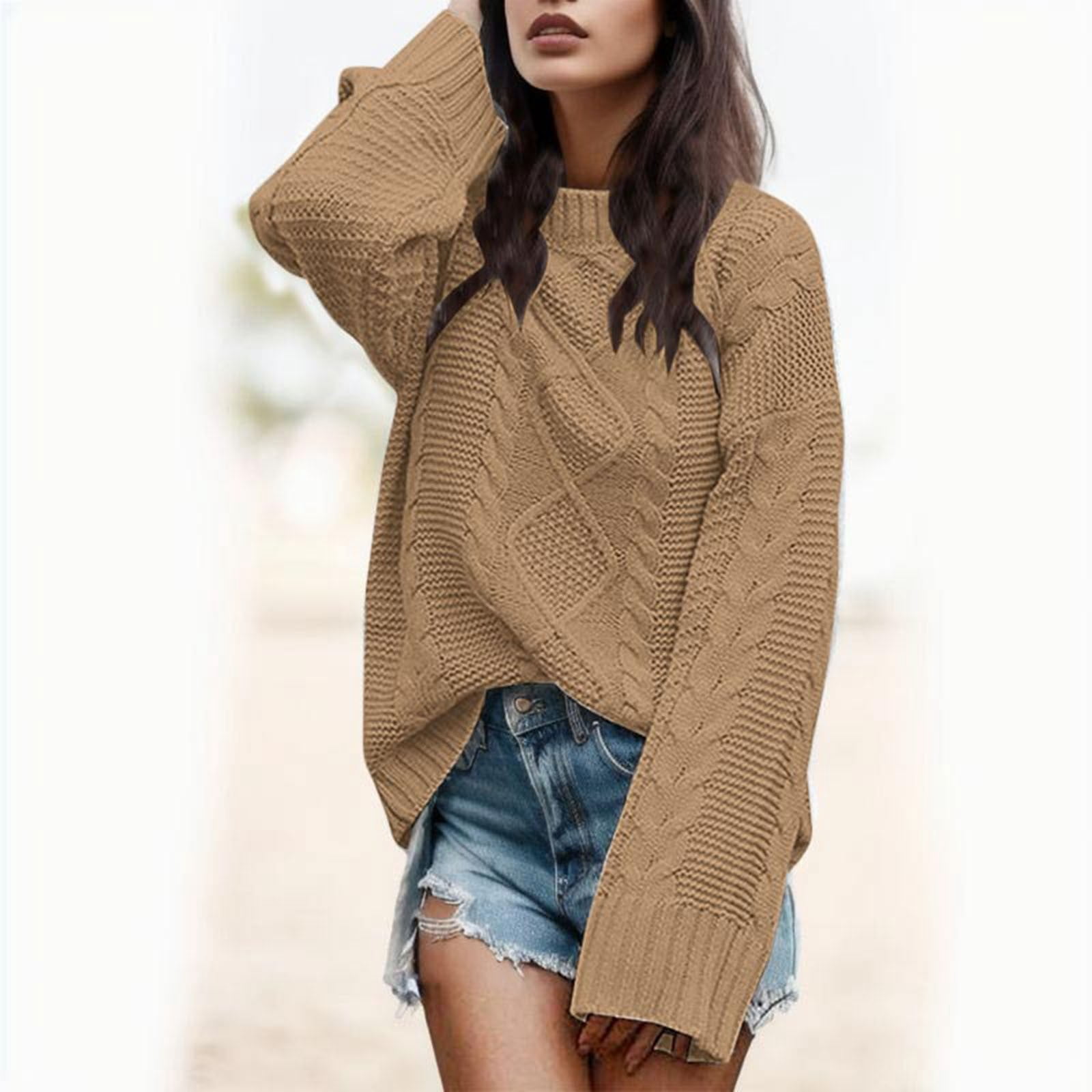 2023 Autumn/Winter New Sweater Solid Round Neck Long Sleeve Knitted Sweater Women's Wear Young ...