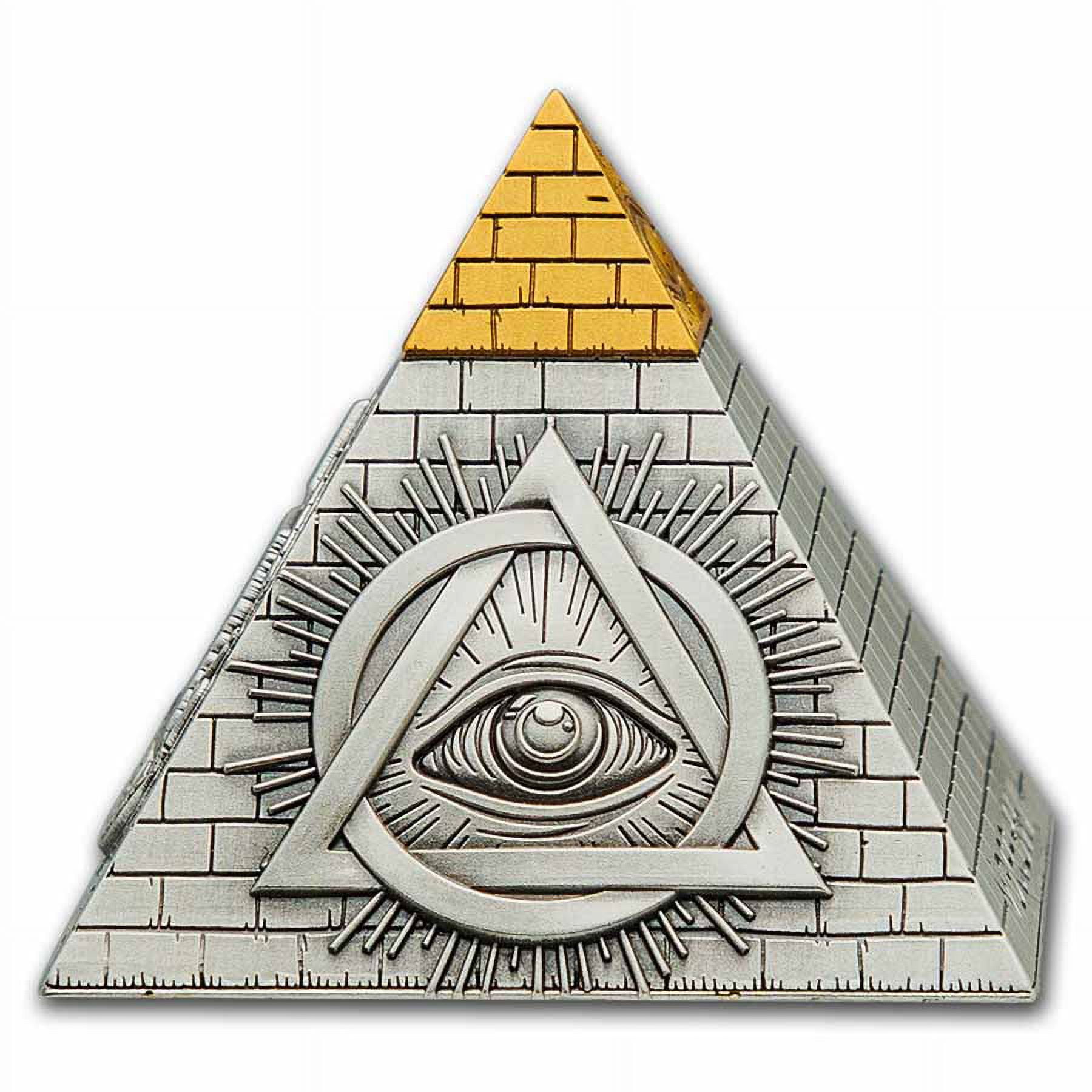 2023 Barbados 5 oz Silver Pyramid Eye of Providence Shaped Coin by MDM Mint, Rare & Certified ...