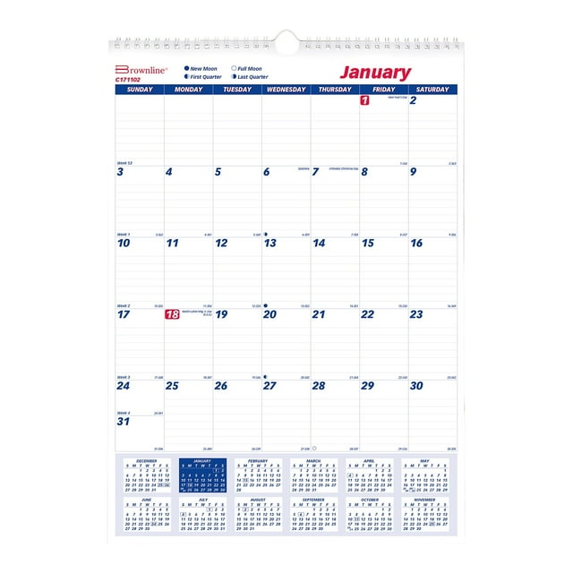 2023 Brownline 12 X 17 Twin Wirebound Wall Calendar One Month Per Page