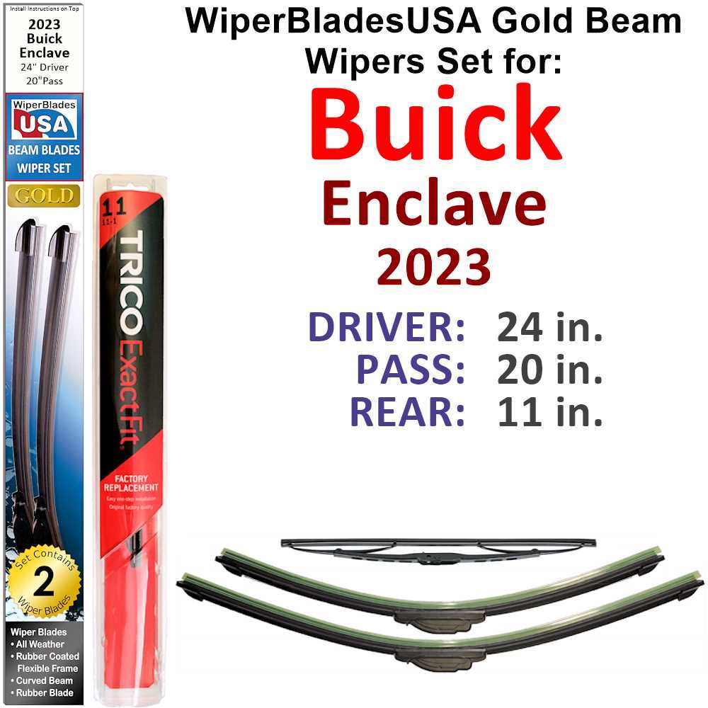 2023 Buick Enclave Beam Wiper Blades Wipers WBUSA (Set of 3) w/Rear ...