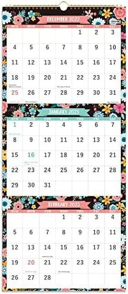 2023 Calendar - 3 Month Display Wall Calendar (Folded in one Month), 11 ...