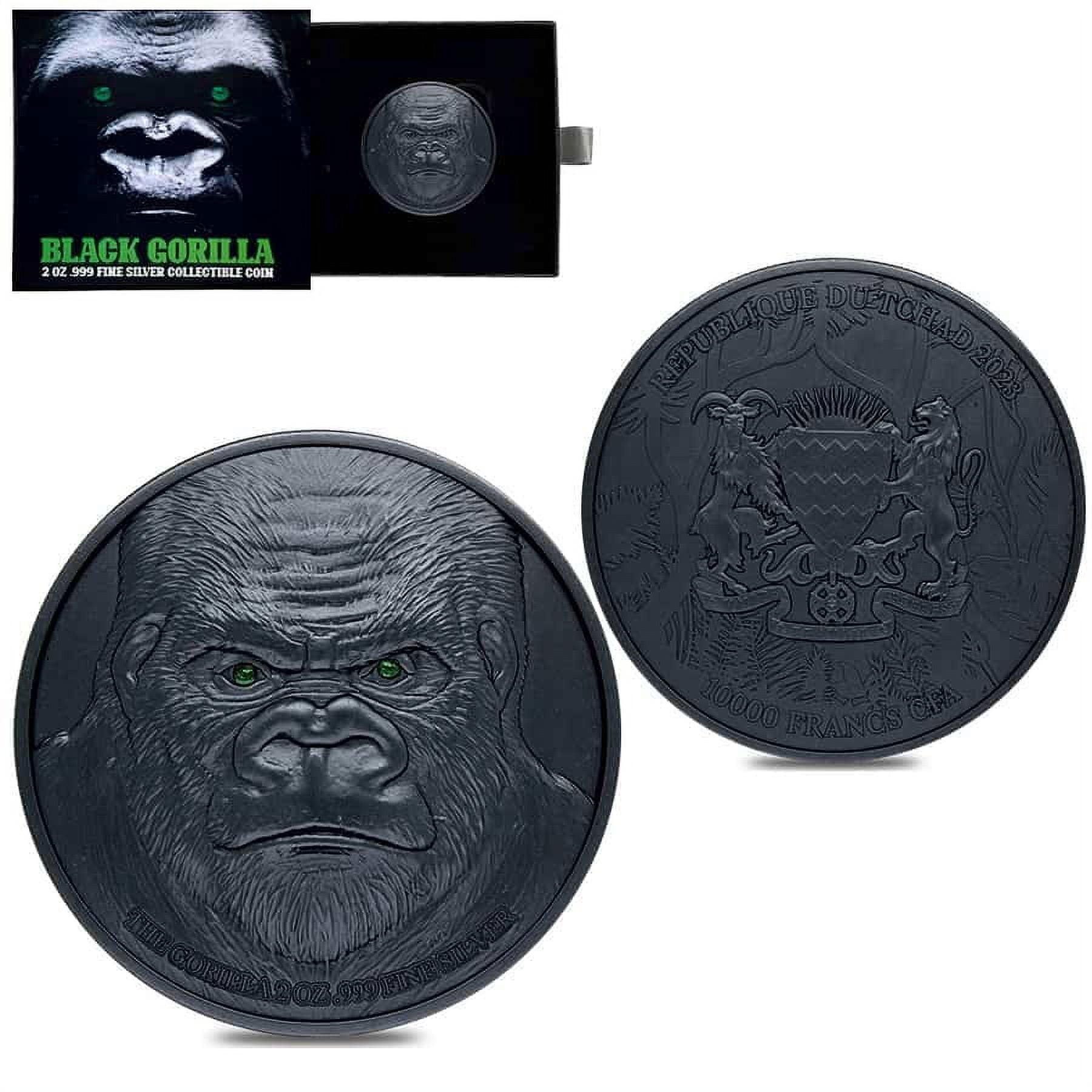 2023 Chad 2 oz Silver Black Gorilla High Relief Coin .999 Fine (w/Box ...