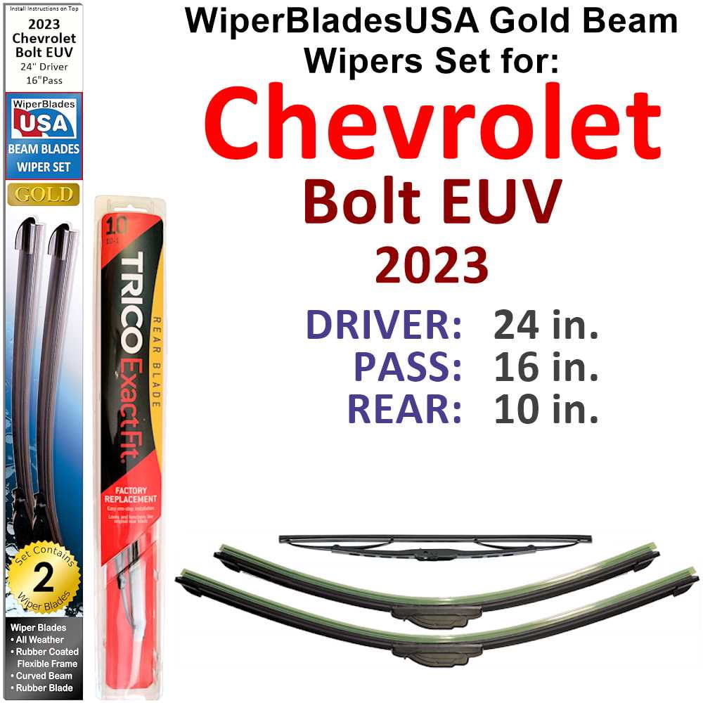 2023 Chevrolet Bolt EUV Beam Wiper Blades Wipers WBUSA (Set of 3) w ...