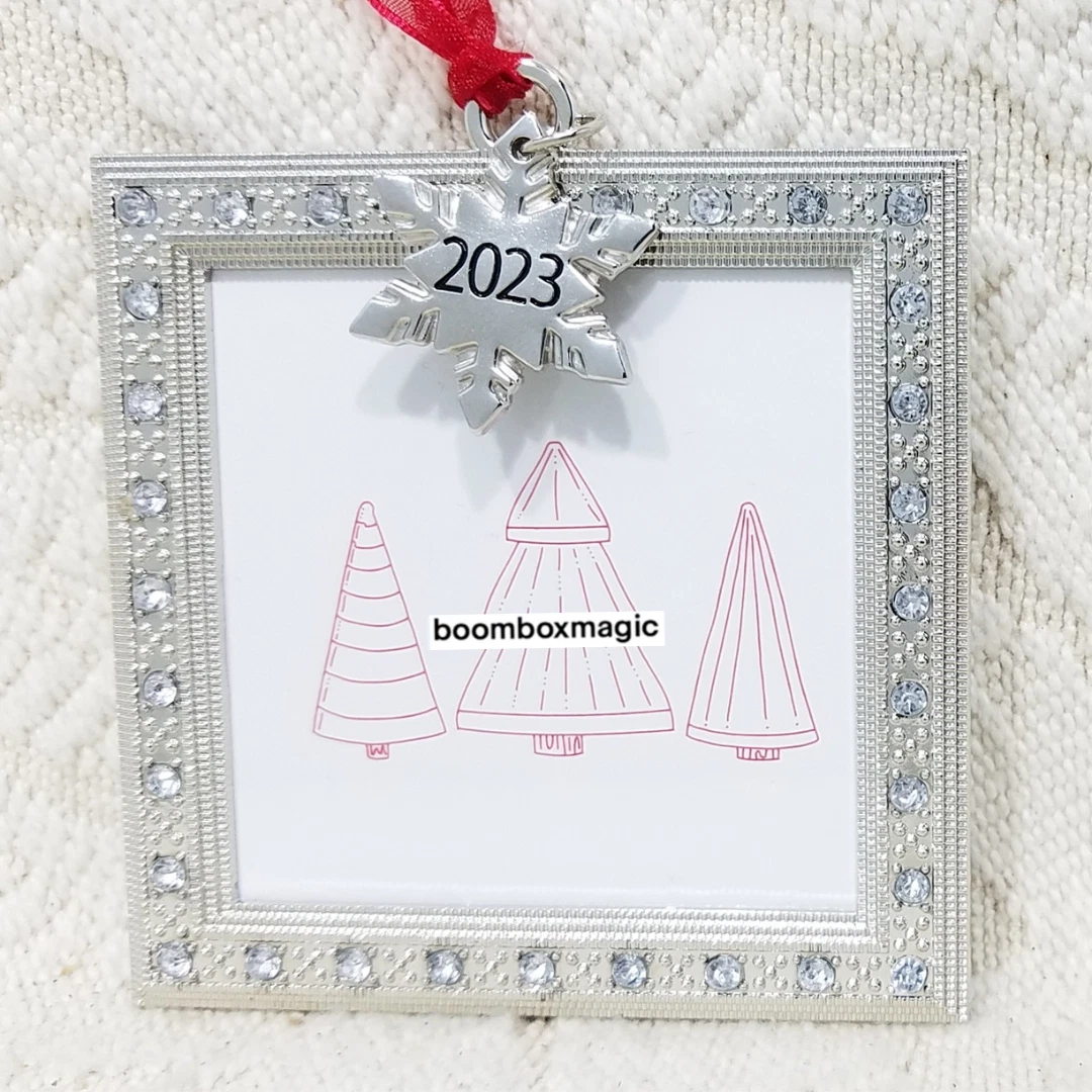 2023 Christmas Tree Ornament Photo Picture Frame Holiday Glam Square W ...