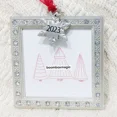2023 Christmas Tree Ornament Photo Picture Frame Holiday Glam Square W ...