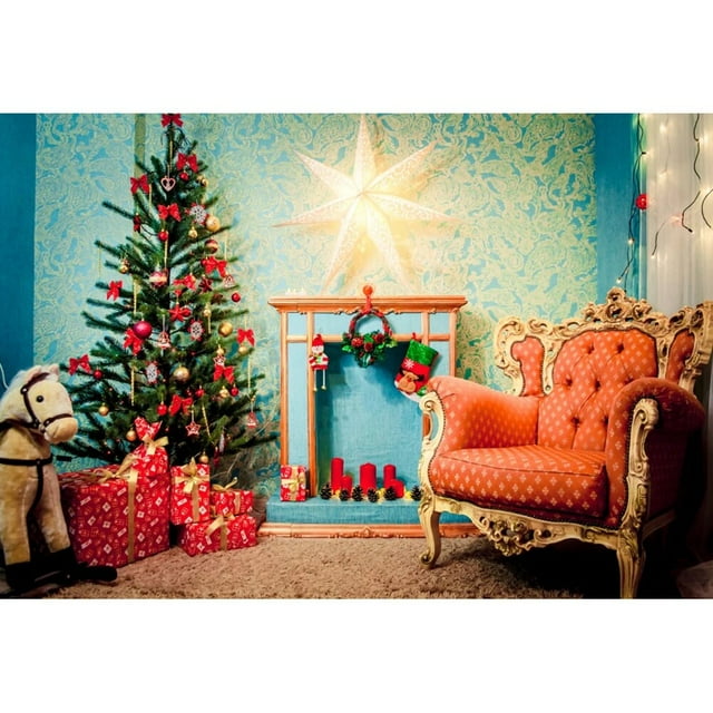 2023 Christmas Tree Photography Backdrop Fireplace Gifts Background ...