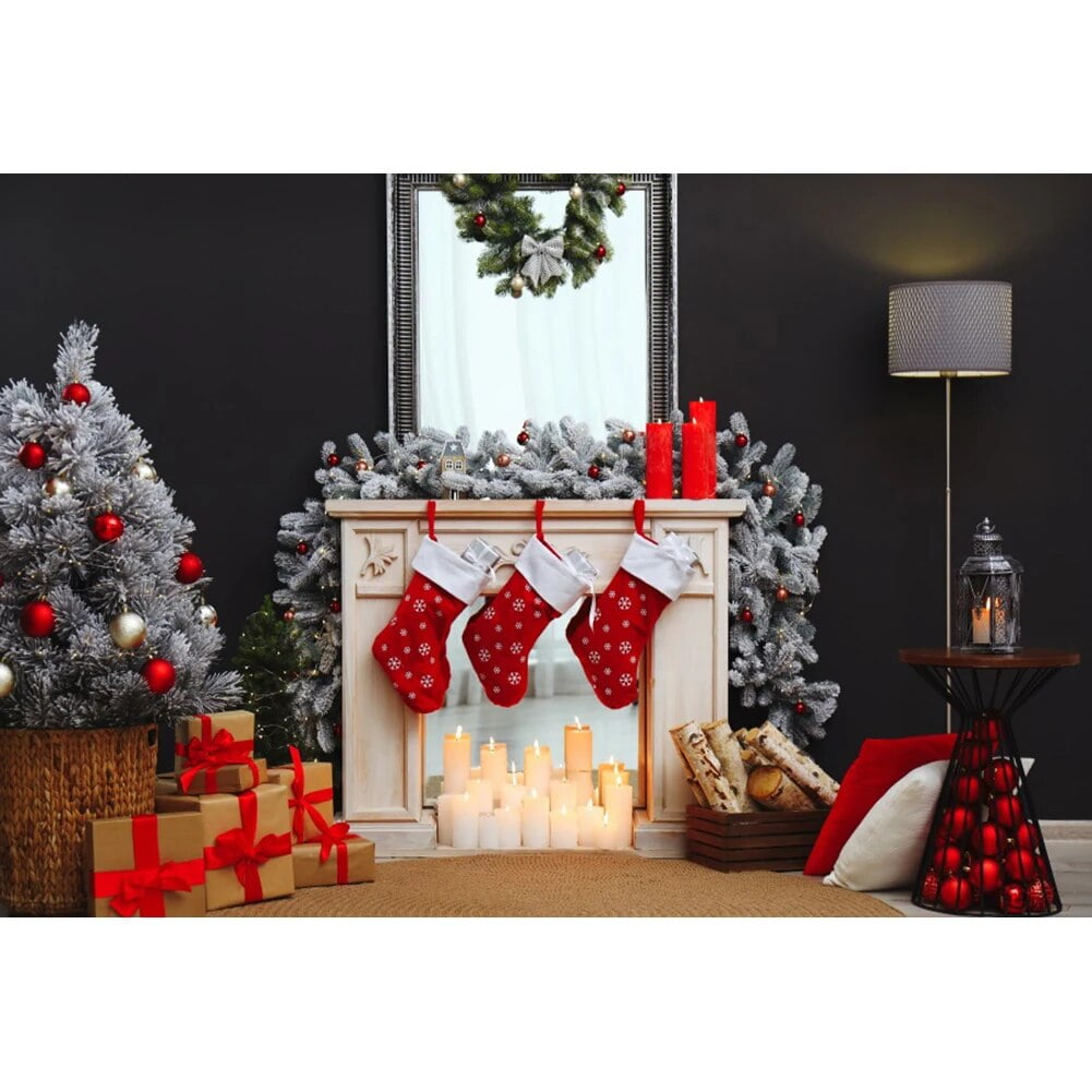 2023 Christmas Tree Photography Backdrop Fireplace Gifts Background ...