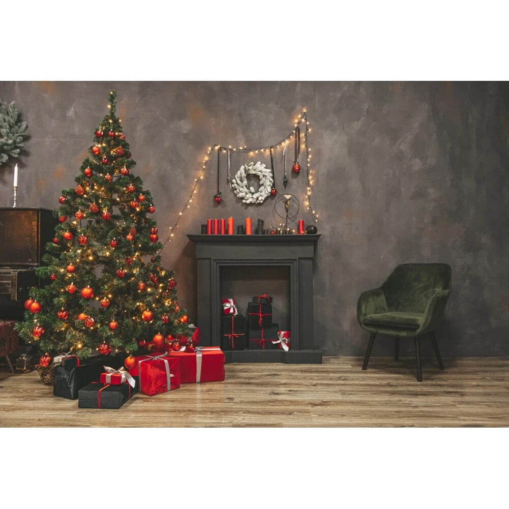 2023 Christmas Tree Photography Backdrop Fireplace Gifts Background ...