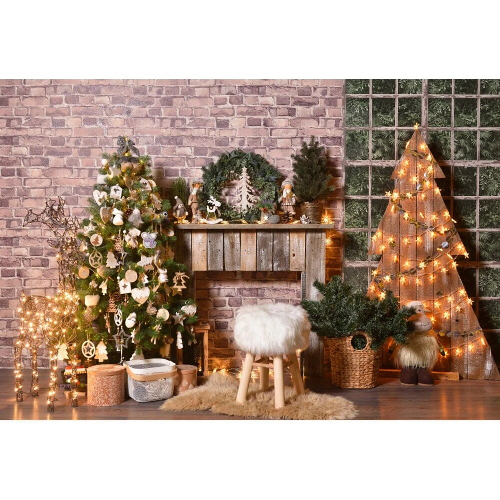 2023 Christmas Tree Photography Backdrop Fireplace Gifts Background ...