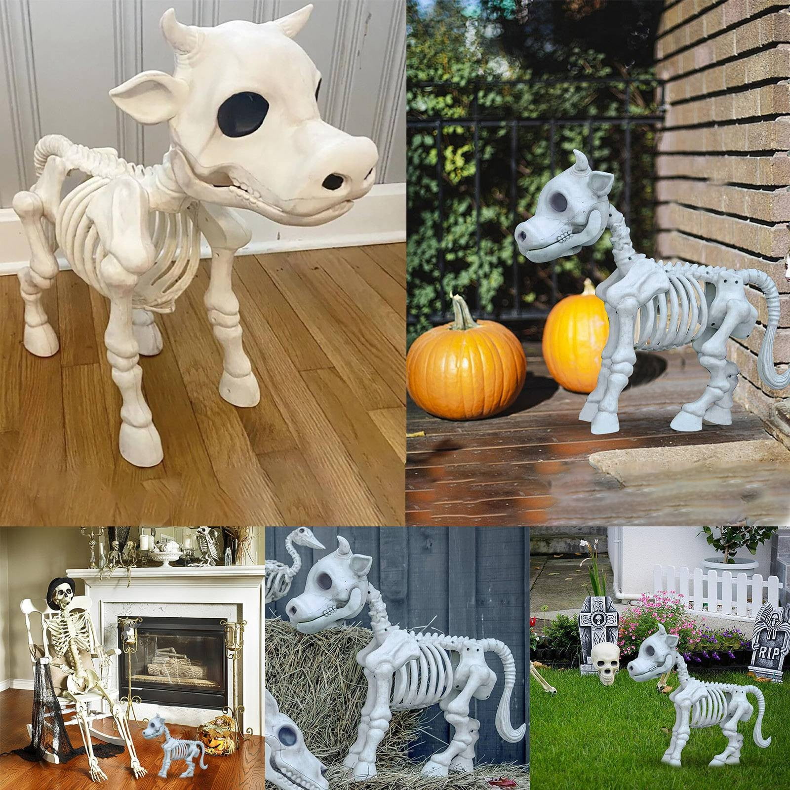 2023 Cow Skeleton Halloween Decoration Skeleton Cow Statue Halloween ...