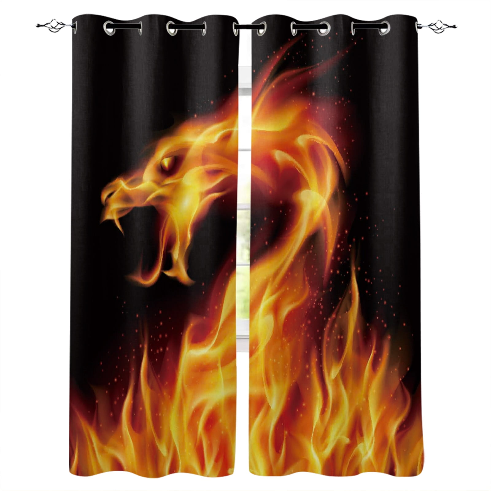 2023 Custom Made Dragon Wings Myth Window Curtains For Living Room ...