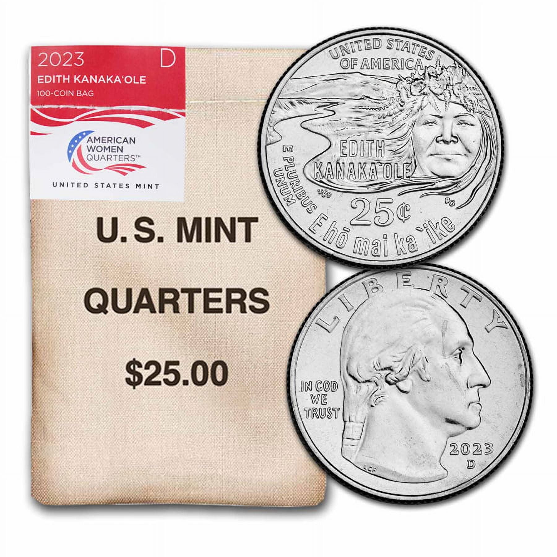 2023-D Edith Kanaka'ole American Women Qtr $25 100-Coin Bag BU ...