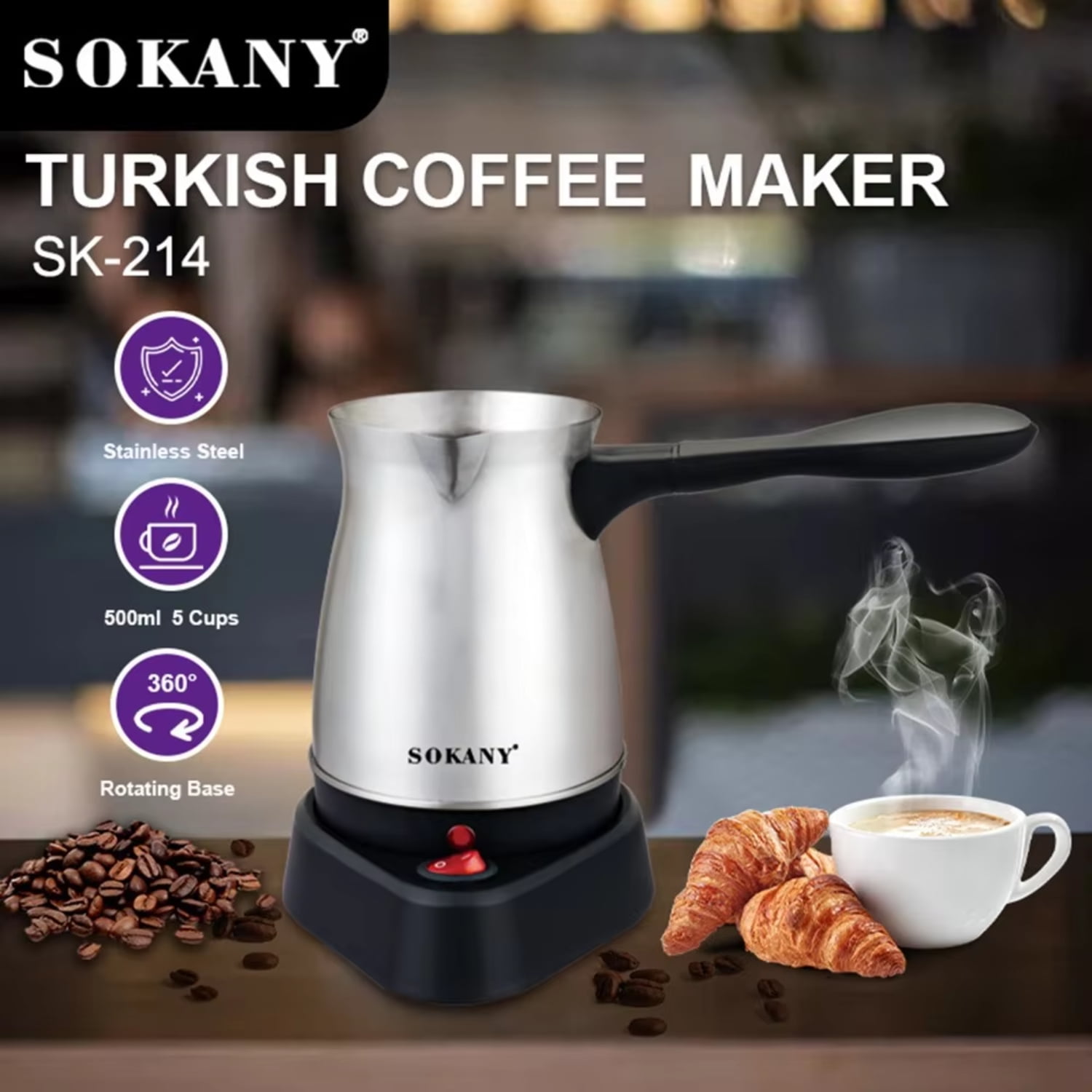 2023 Electric 5-Cup Stainless Steel Turkish Greek Coffee Maker ...