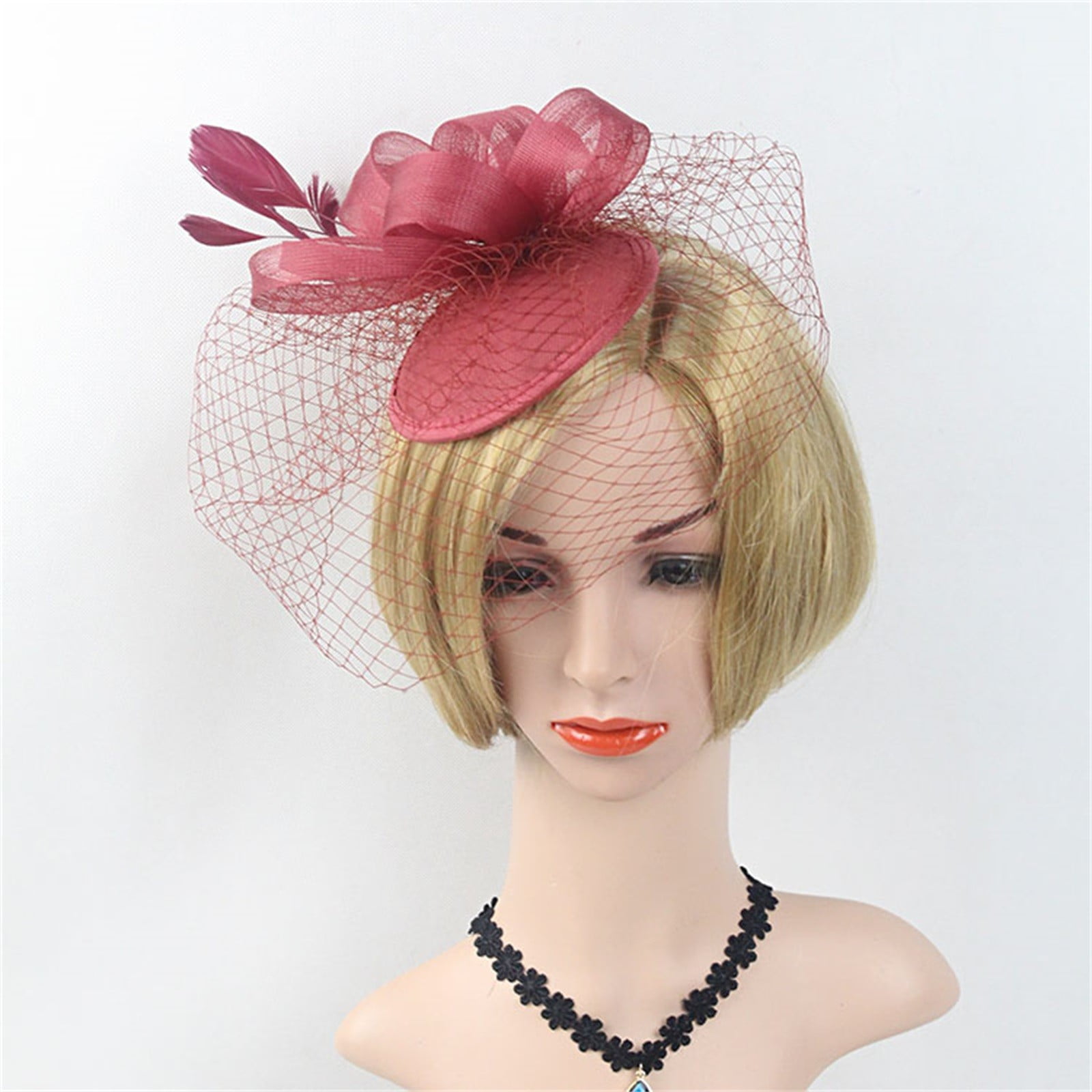 2023 Fascinator Hat Flower Feather Mesh Tea Party Hairband For Women ...