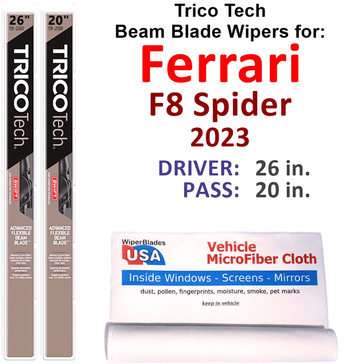 2023 Ferrari F8 Spider Beam Blade Wipers (Set of 2) - Walmart.com
