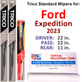 2023 Ford Expedition Wiper Blades (Set of 3) w/Rear Wiper - Walmart.com