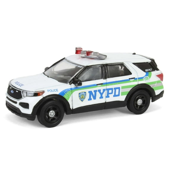 2023 Ford Police Interceptor Utility "NYPD" White with Blue and Green Stripes 1/64 Diecast Model ...