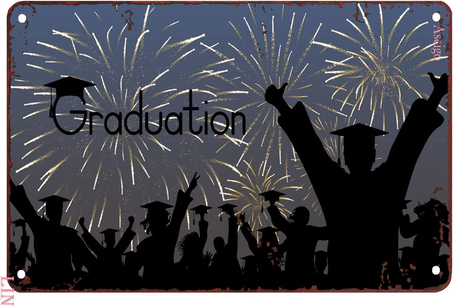 2023 Graduate Yard Sign Silhouette of Happy Graduates in Graduation ...