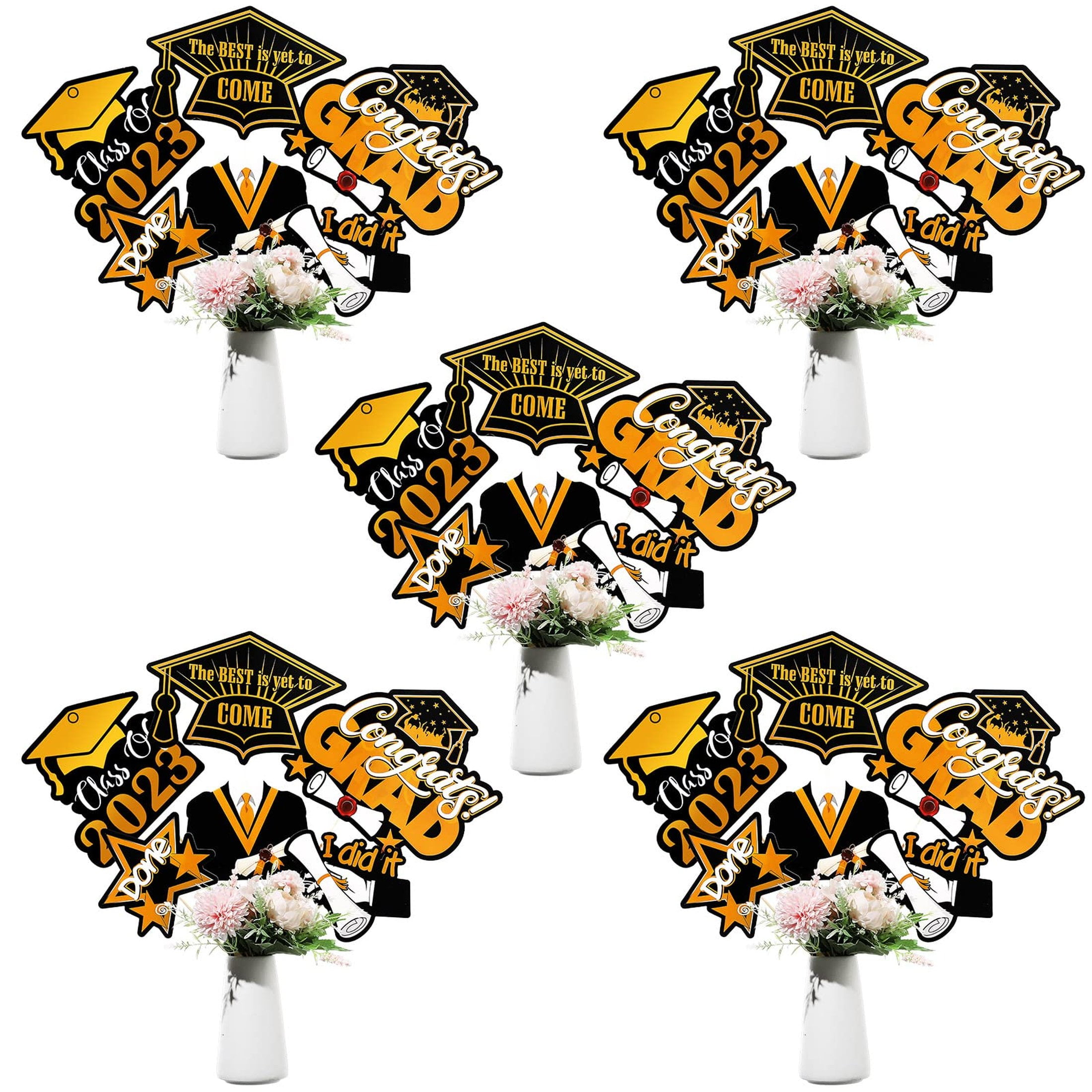 2023 Graduation Party Pack - Set of 24 Grad Centerpiece Sticks in Black ...