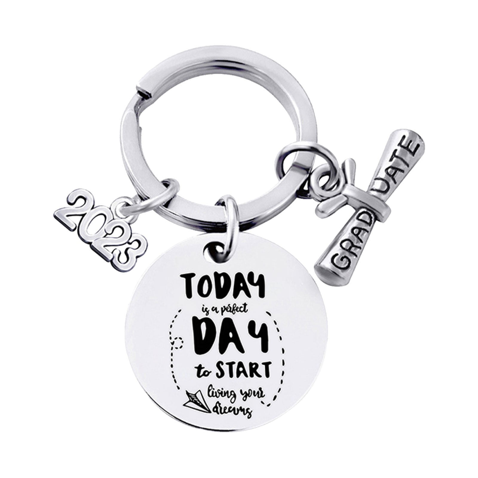 2023 Graduation Season Keychain Pendant Stainless Steel Round European ...