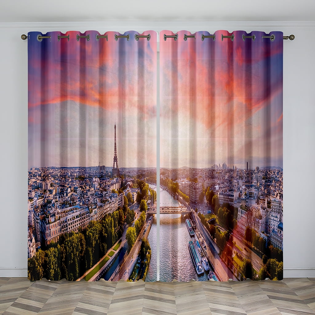 2023 Iconic Building Sunset Landscape Sunshade Curtains Luxury Living ...