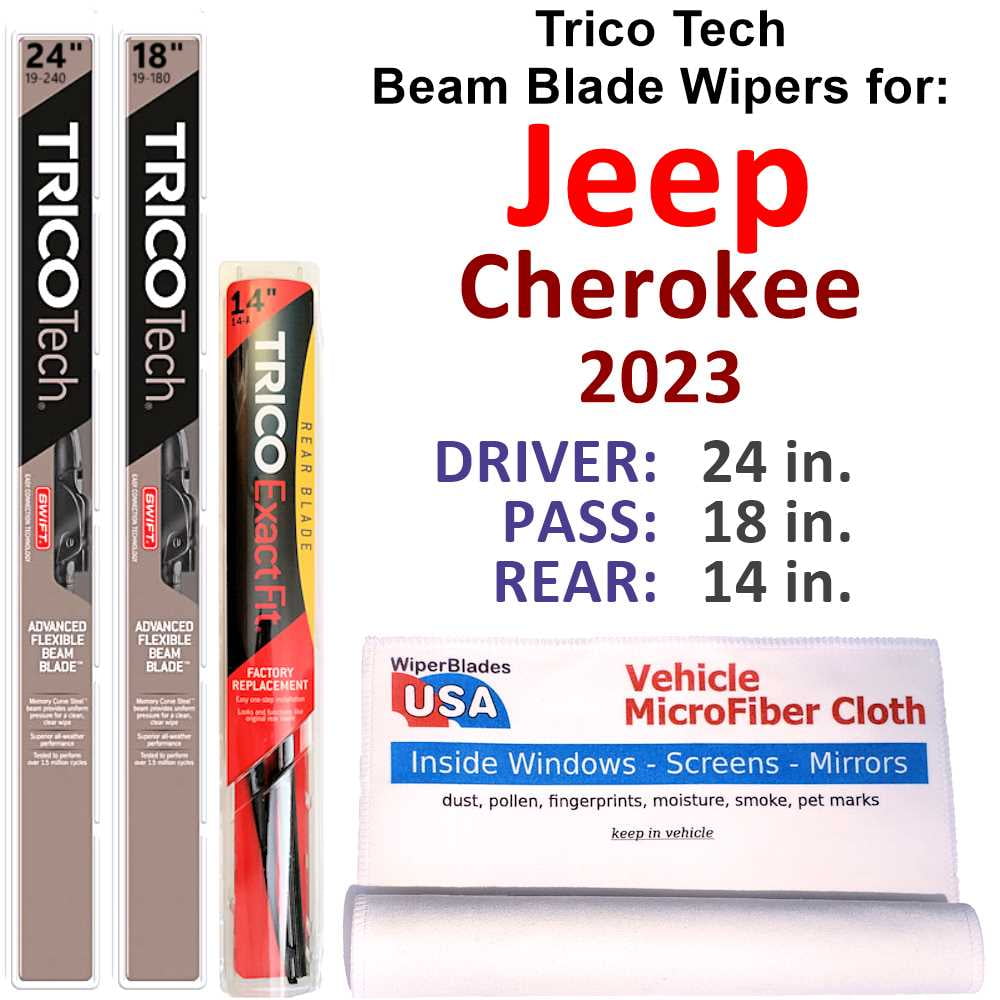 2023 Jeep Cherokee Beam Blade Wipers (Set of 3) w/Rear Wiper - Walmart.com