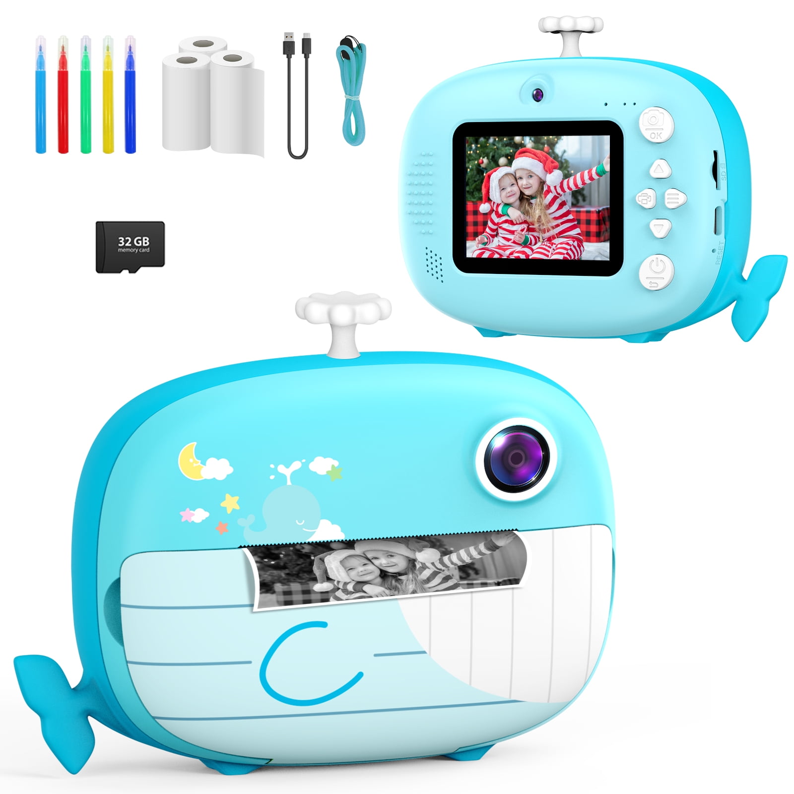 2023 Kids Instant Photo Printing Camera Digital Children camera HD ...