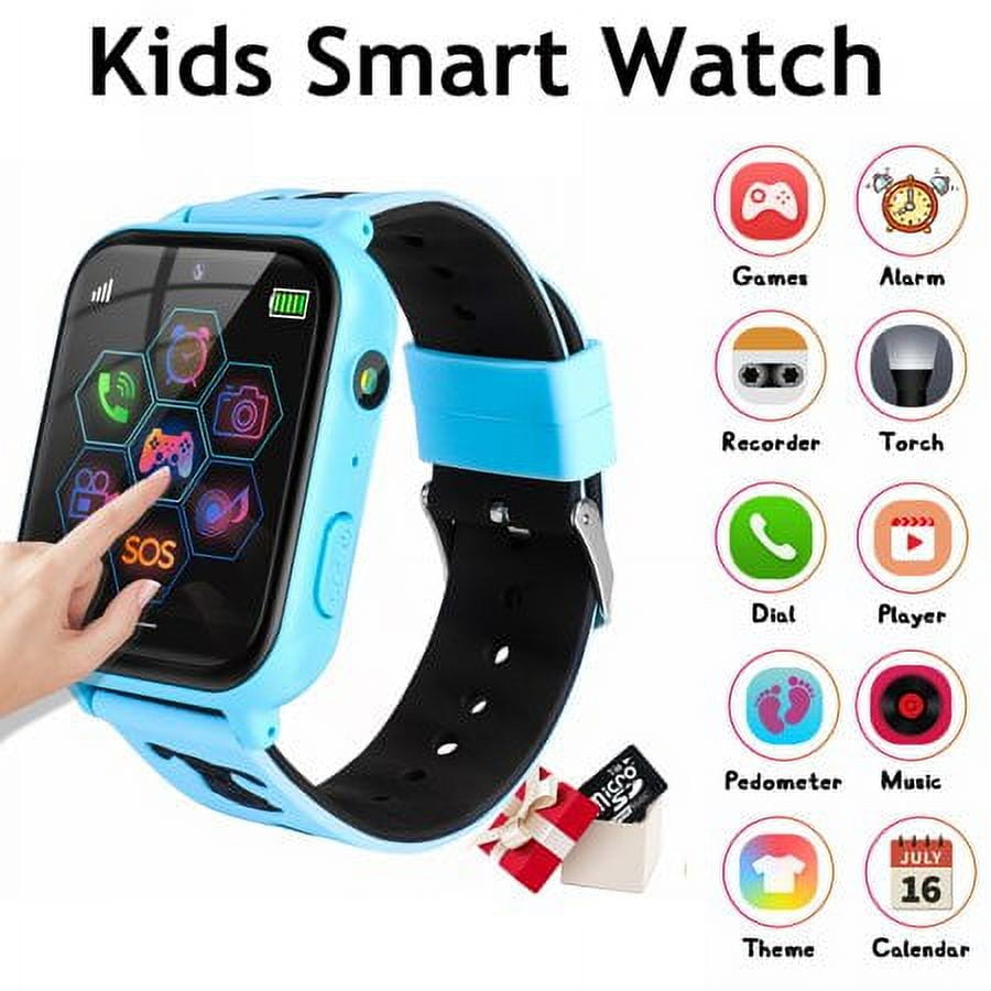 SHANNA Kids Smartwatch 10 Games 1.54mm Blue Plastic Case with Blue Band ...