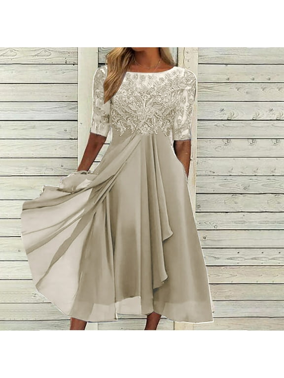 Yourumao Mother Of The Bride Dresses With Half Sleeves Long Formal