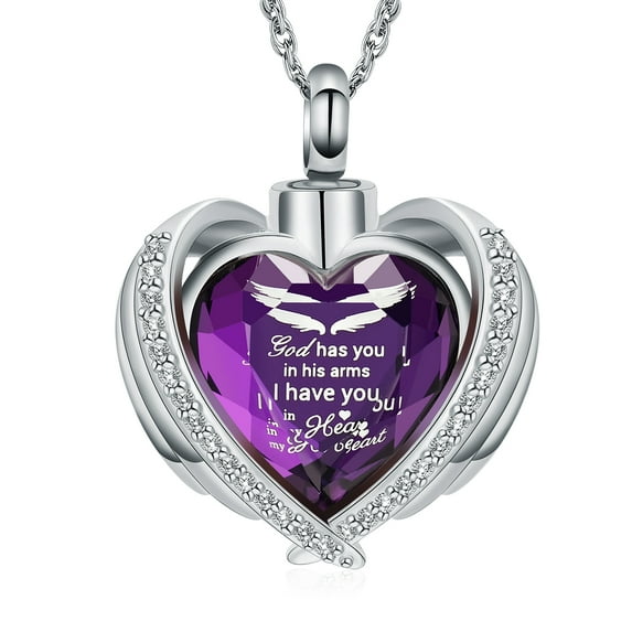 2023 Latest Cremation Jewelry Angel Wing Heart Urn Pendant Necklaces ...
