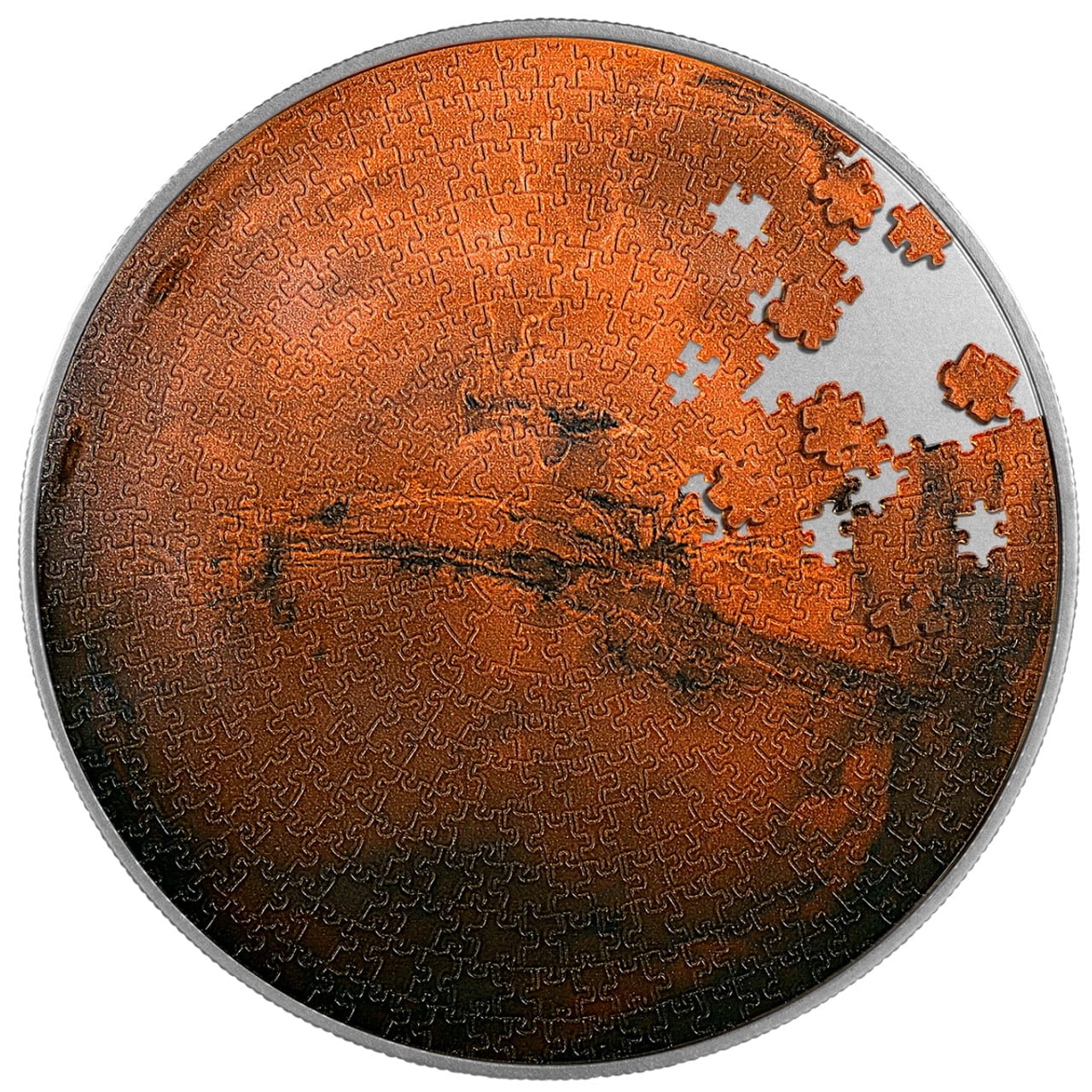 2023 Mars Puzzle High Relief 1 oz Colorized Antique Silver & 4.5 oz ...