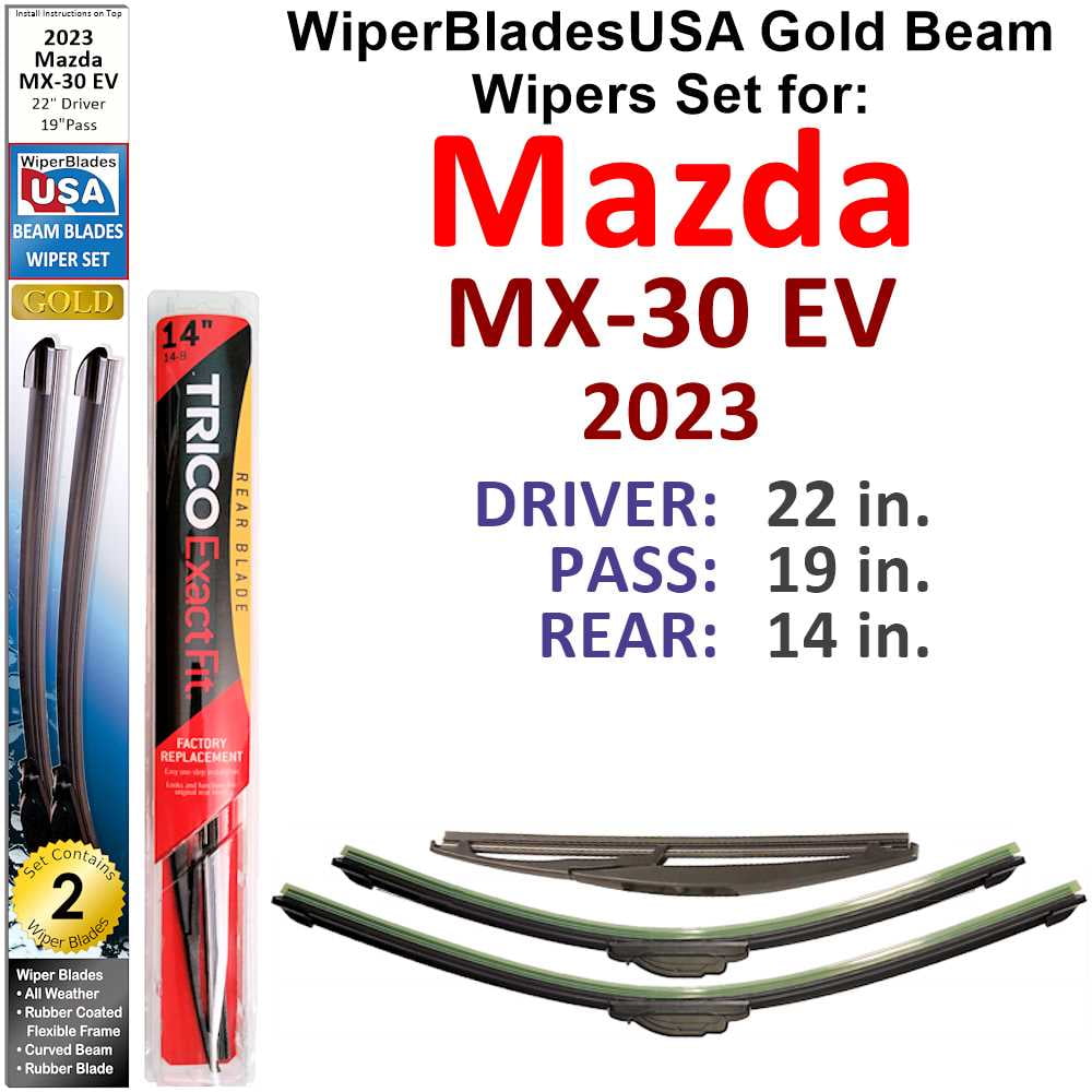 2023 Mazda MX-30 EV Beam Wiper Blades Wipers WBUSA (Set of 3) w/Rear ...