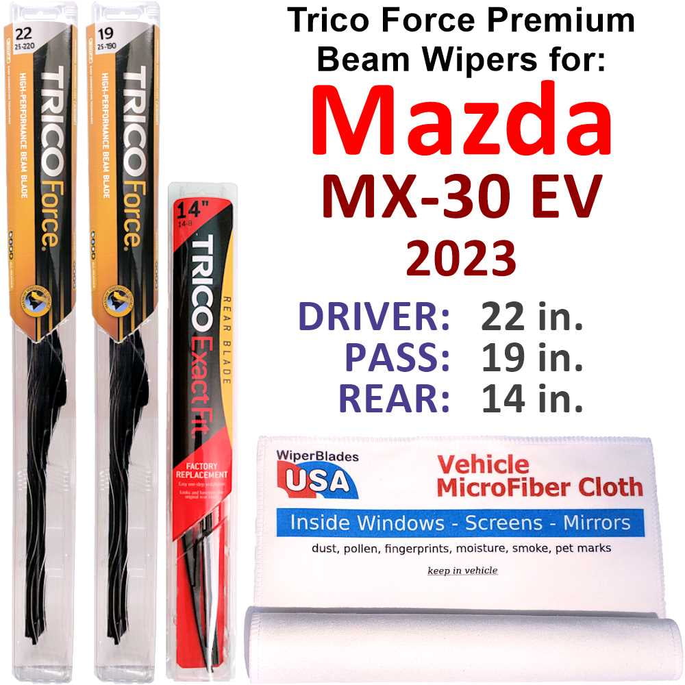 2023 Mazda MX-30 EV Performance Beam Wipers (Set of 3) w/Rear Wiper ...