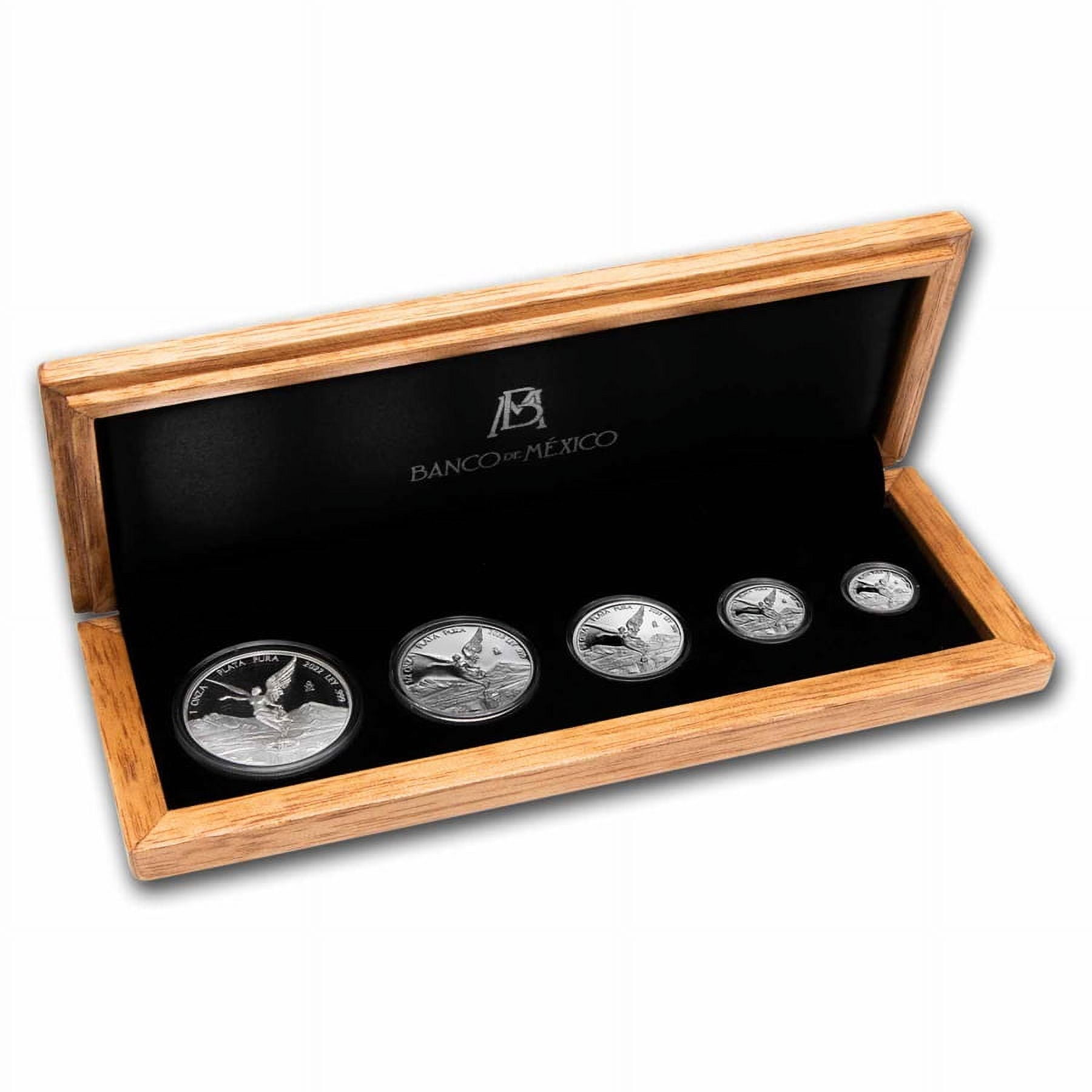 2023 Mexico 5-Coin Silver Libertad Proof Set (1.9 oz, Wood Box ...