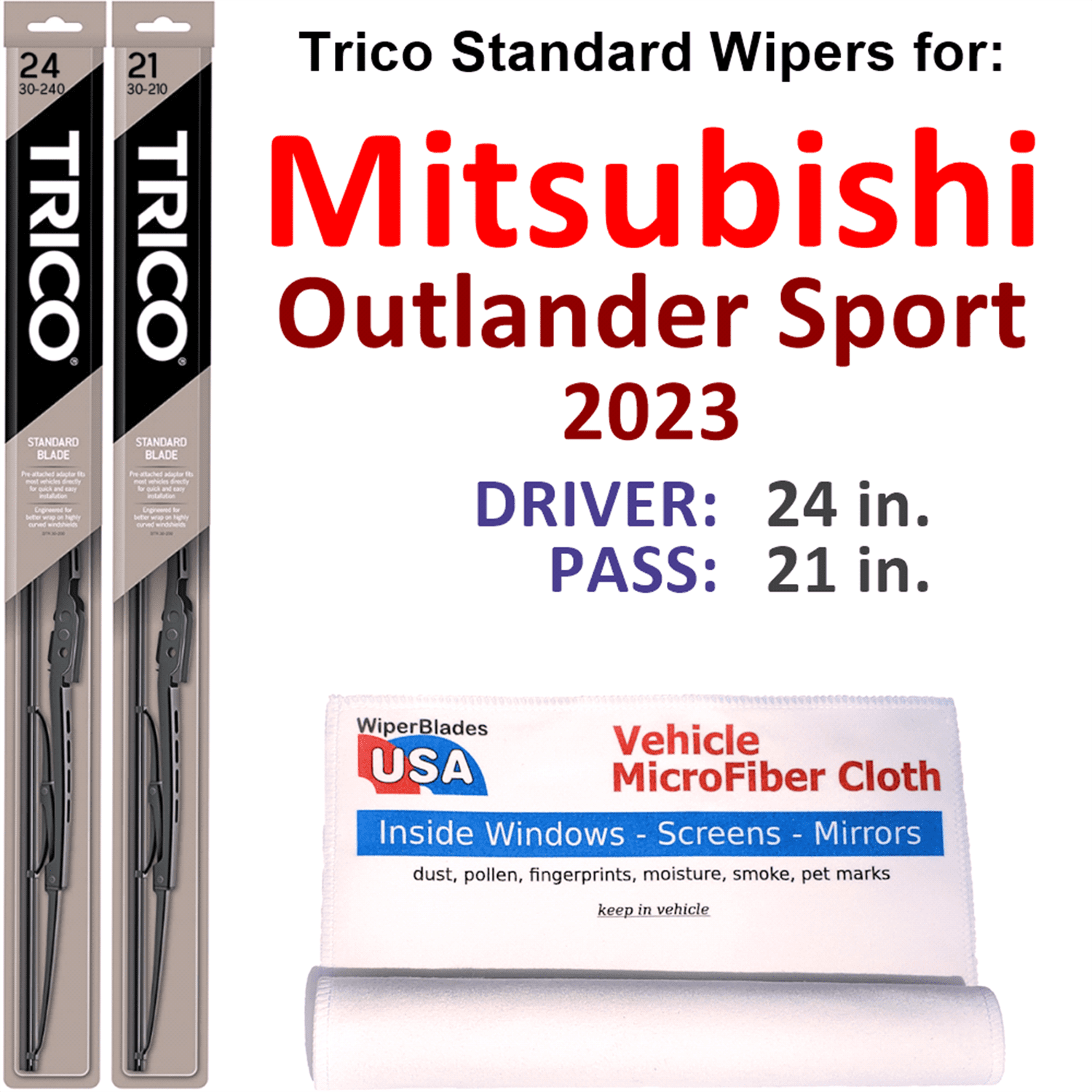 2023 Mitsubishi Outlander Sport Wiper Blades (Set of 2) - Walmart.com