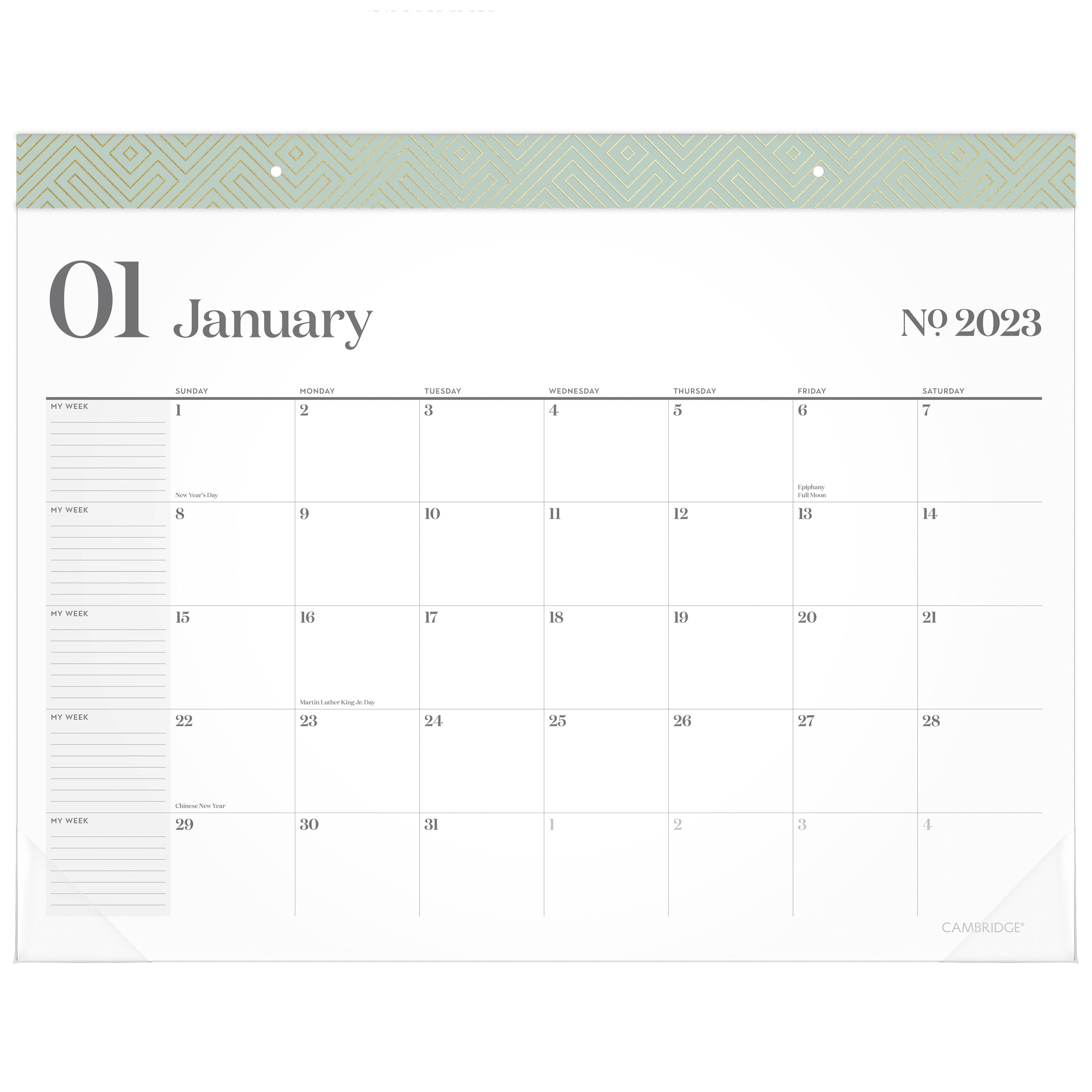 2023 Monthly Desk Pad 21 3 4 X 17 By Cambridge Workstyle Green